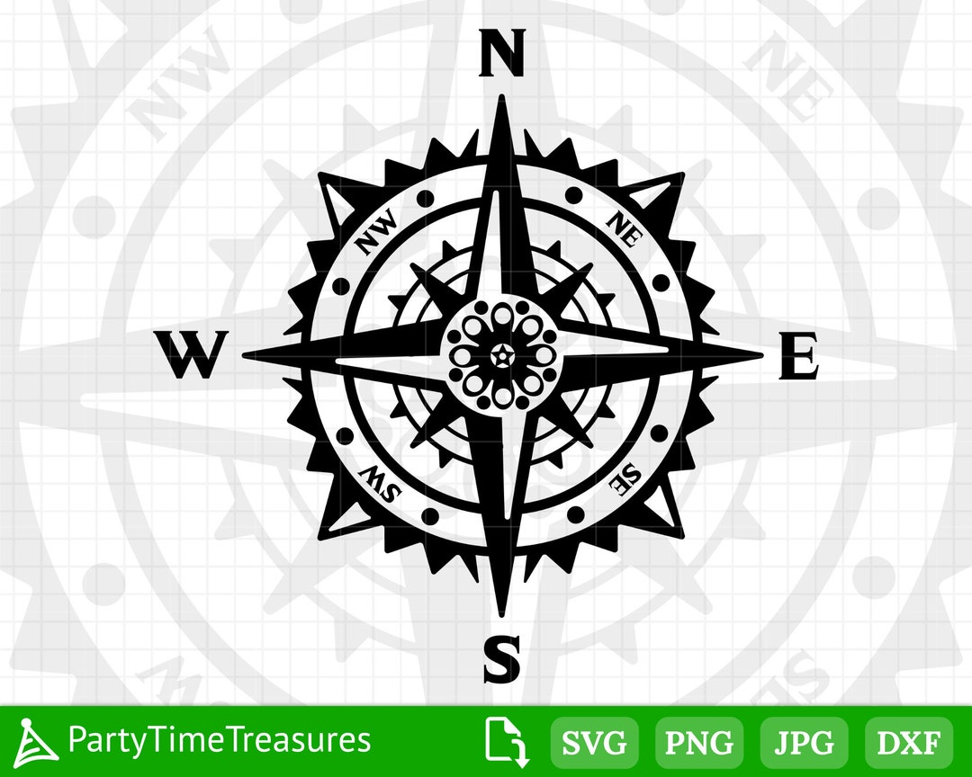 Compass Rose Svg, Nautical Svg, Compass Svg, Png, Jpg, Dxf, Commercial ...