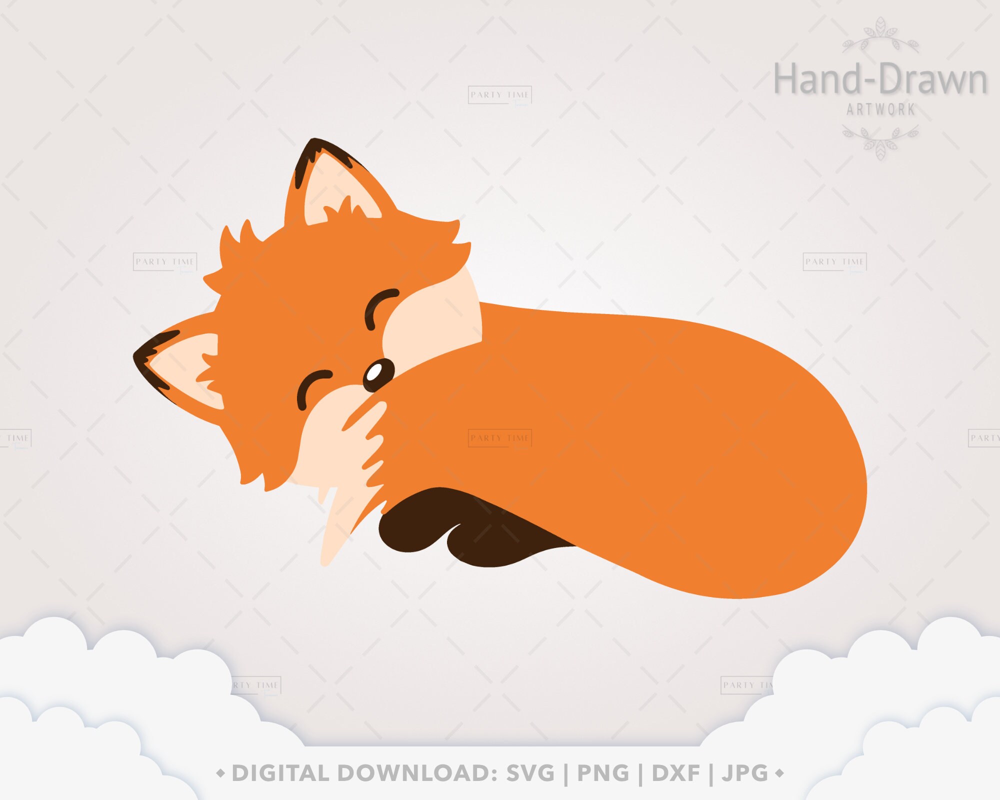 Cute Fox SVG, Sleeping Baby Fox Clipart Woodland Animals Cut File ...