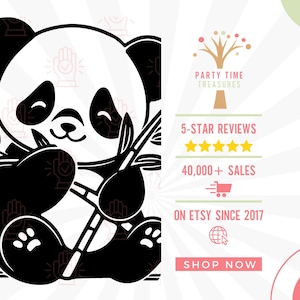 Cute Kawaii Panda With Bamboo Svg, Baby Panda Cut File, Animal Svg ...