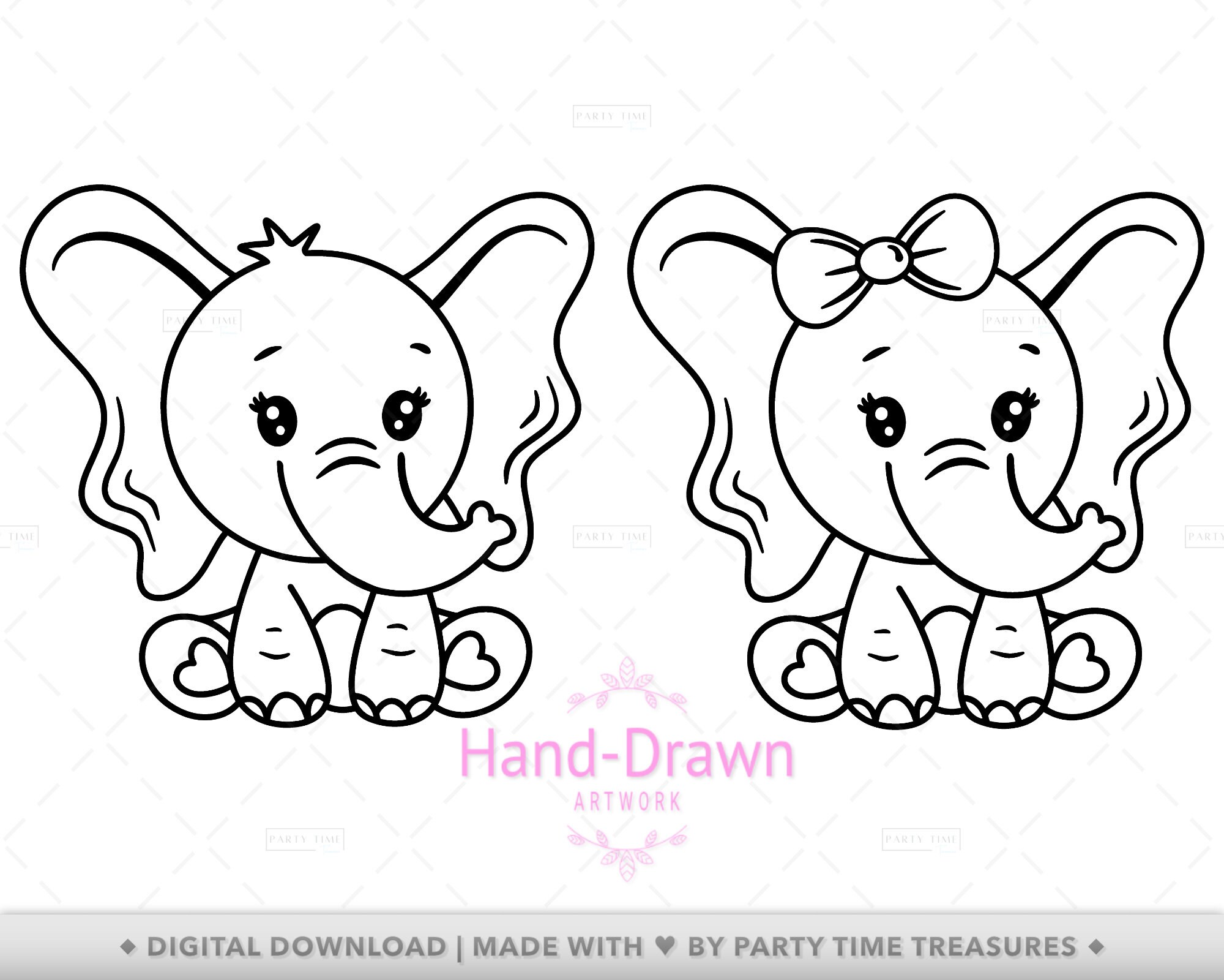 Cartoon Elephant Outline