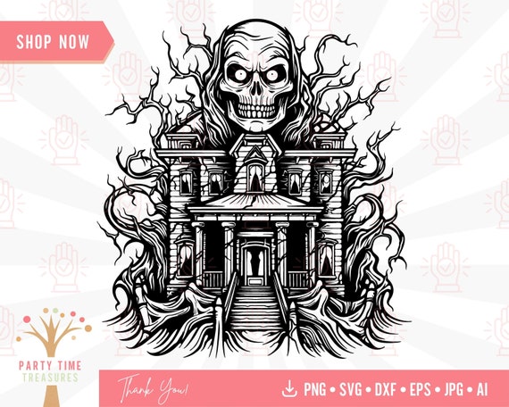 Haunted Halloween House Clipart With Trees