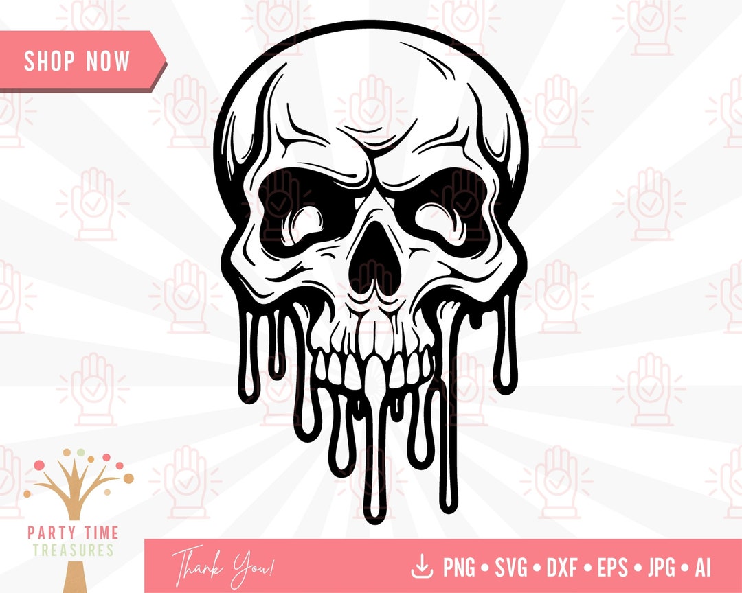 Melting Skull Svg, Dripping Spooky Cutfiles, Gothic Skull Cutting File ...