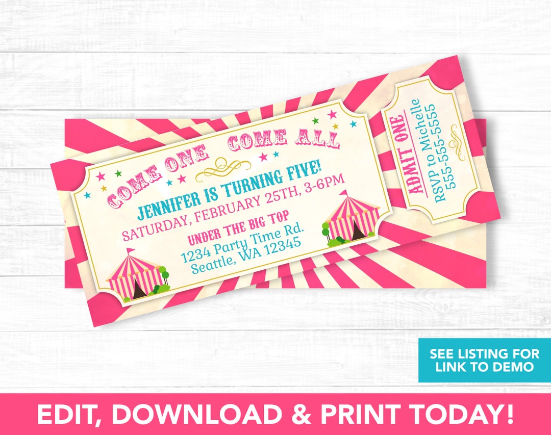 Carnival Invitation for Girls - Carnival Theme Party - Circus ...