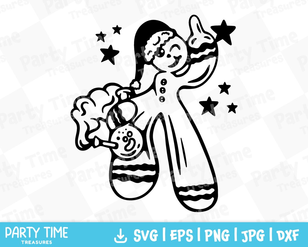 Stoner Christmas Gingerbread Man With Bong Svg, Xmas Rolling Tray Svg ...