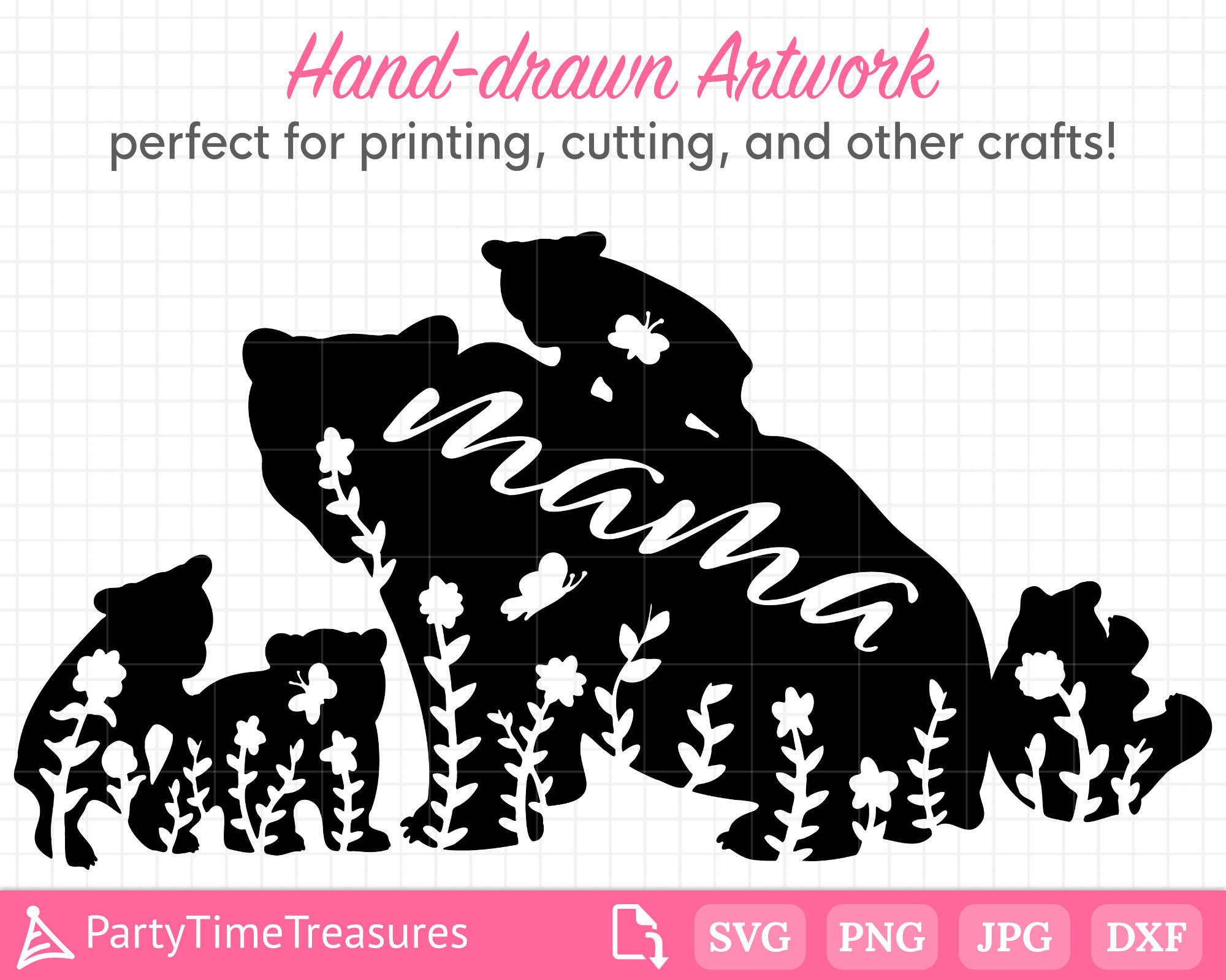 Mama Bear SVG with Four Bear Cubs Mothers Day Svg Mommy Svg | Etsy