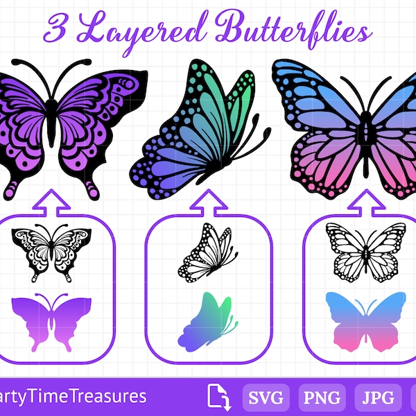 Purple Butterfly Svg - Etsy