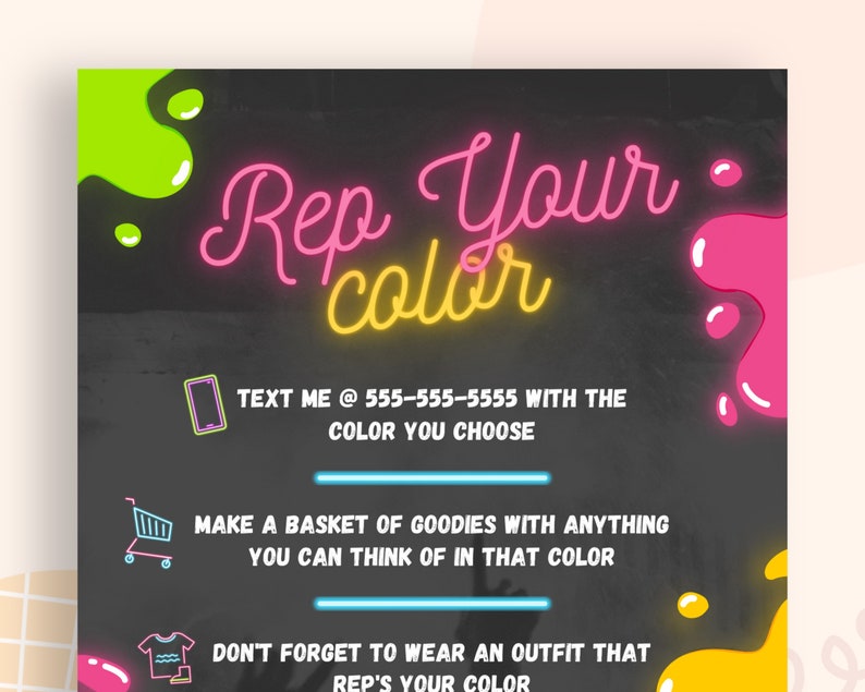 Color Party Invitation, Tiktok Party Challenge, Adult Color Theme Party ...