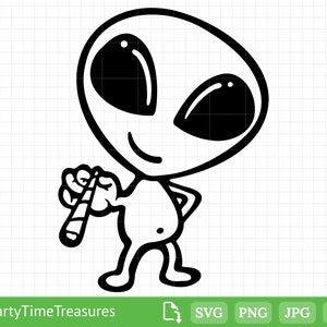 Stoned Alien Smoking Joint Blunt Weed Cannabis Marijuana, Clipart, Png ...