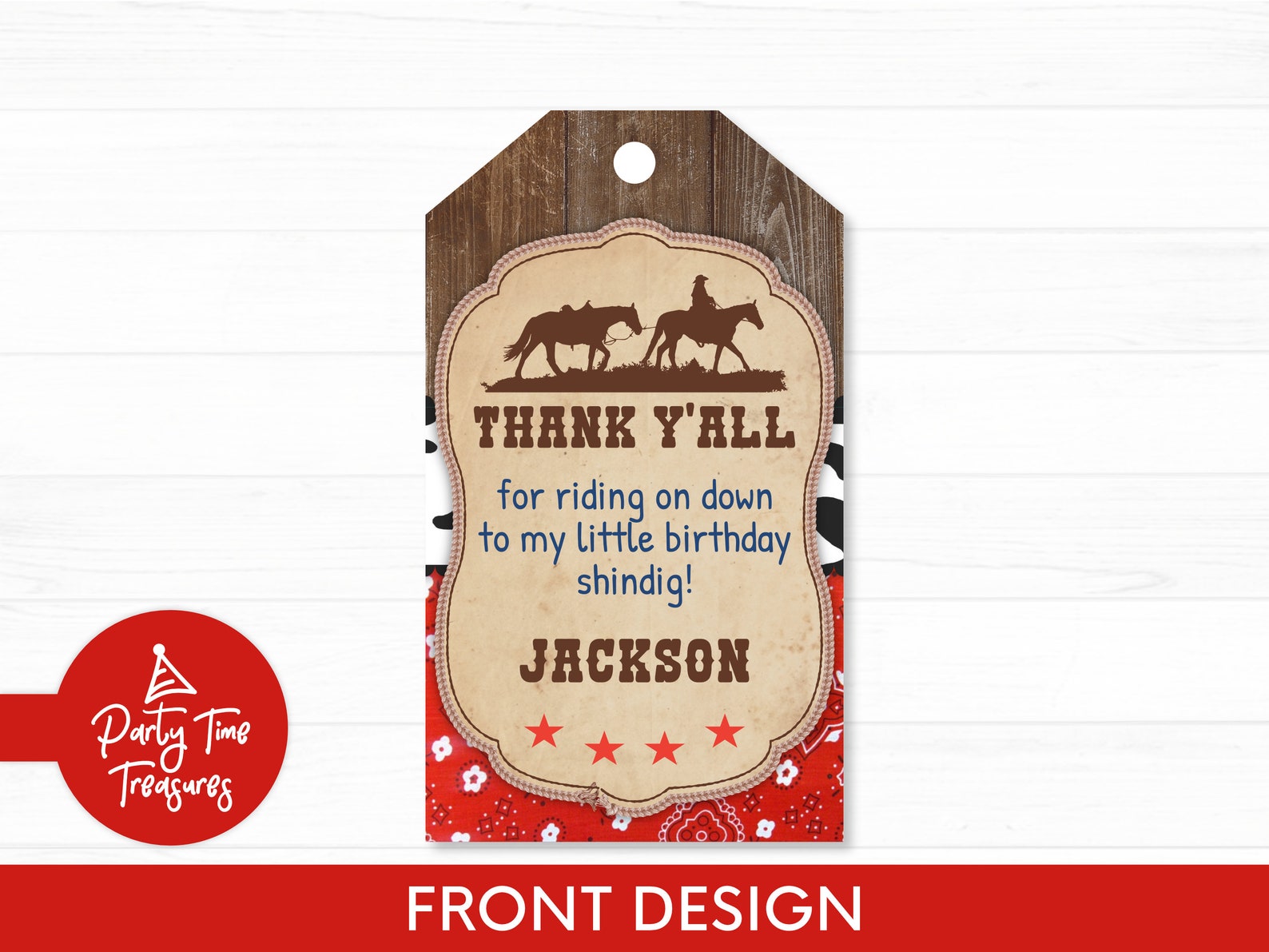 Cowboy Thank You Tag for Cowboy Themed Birthday Party Western - Etsy