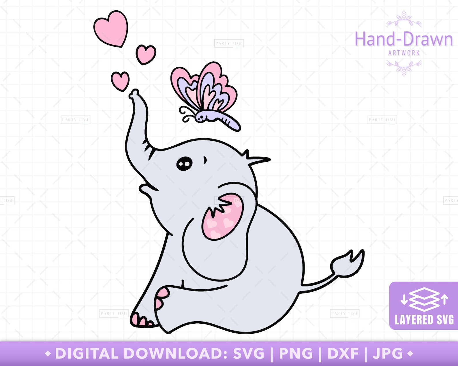 Cute Elephant SVG, Baby Elephant Clipart Cut File Baby Shower Elephant ...
