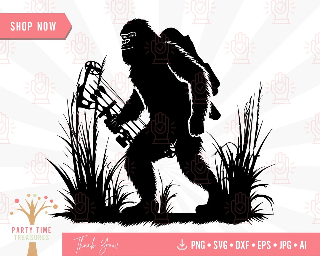 Bigfoot Sasquatch Yeti Outdoor Archery Hunting Svg, Bow and Arrow ...