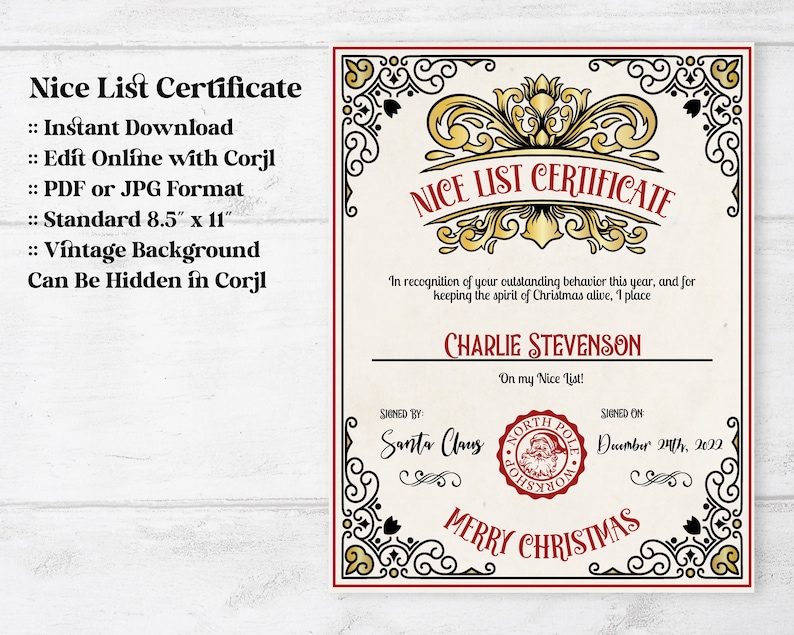 Letter From Santa Template and Nice List Certificate - Etsy