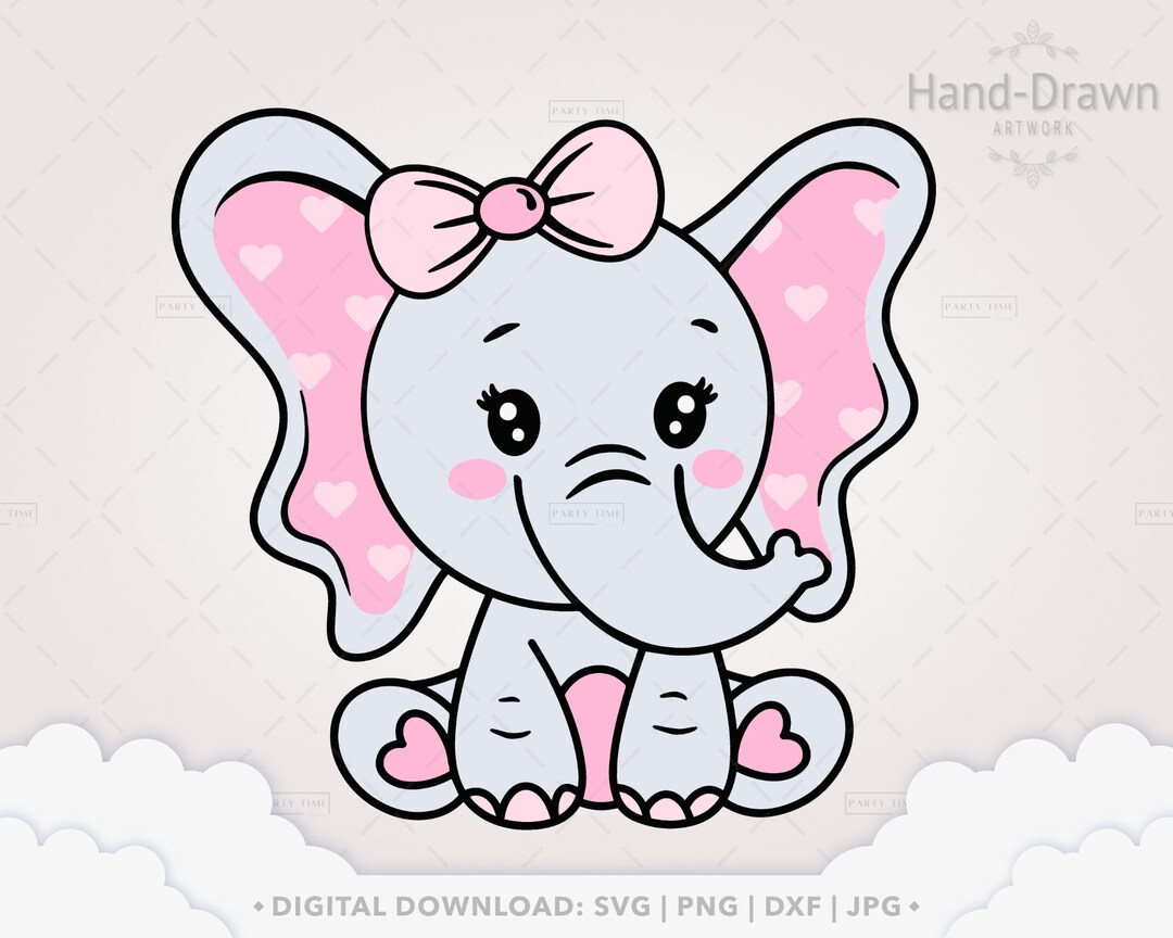 Elephant Svg, Cute Baby Elephant Svg, Elephant Cut File, Baby Shower ...