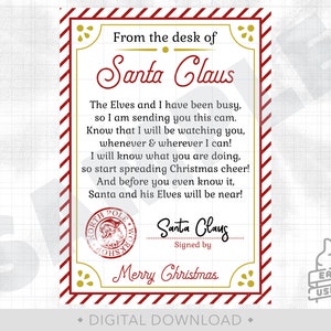 Santa Nightlight Letter, Santa Cam Letter, Santa Nightlight, Santa ...