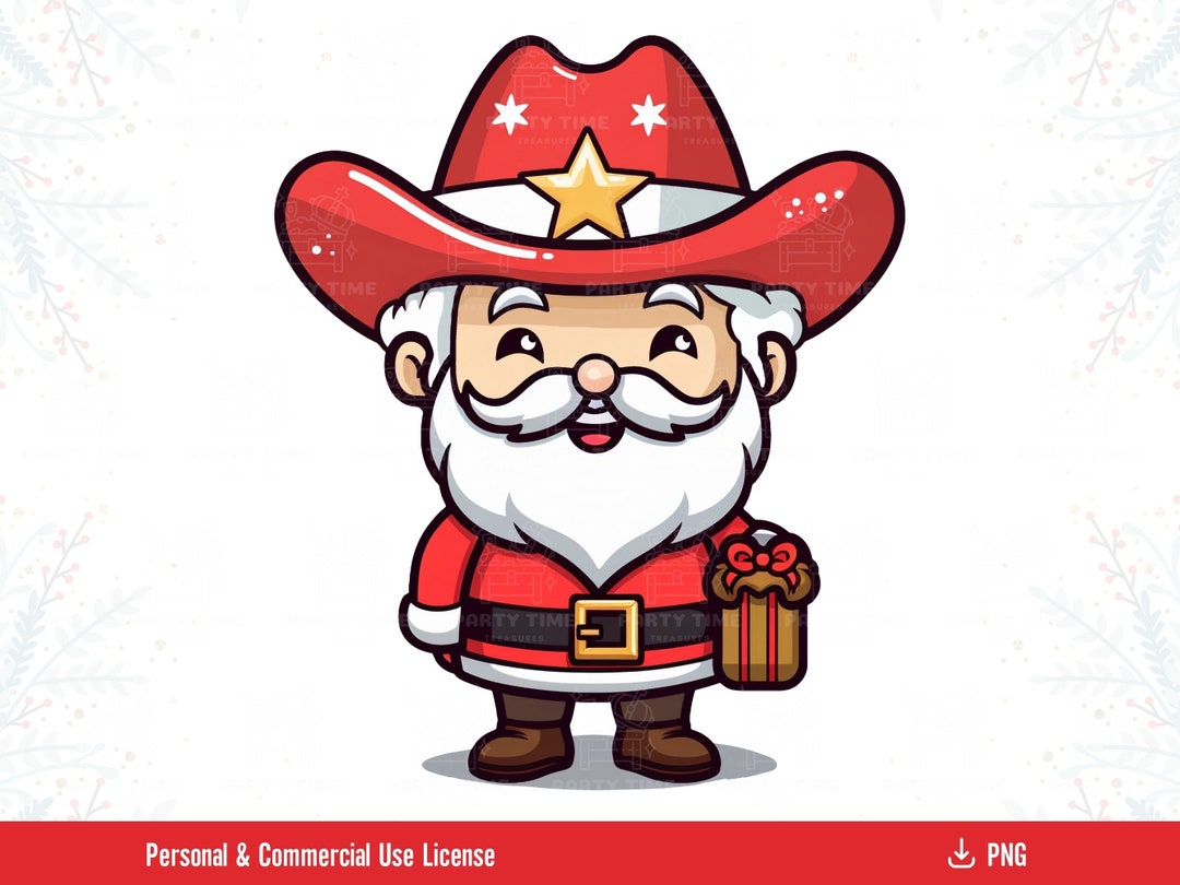 Country Western Cowboy Santa PNG Clipart Sublimation Design, Texas ...