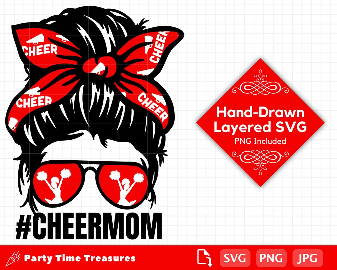 Cheer Mom SVG, Cheerleader Svg, Red Cheer Cut File, Cheer Shirt Clipart ...