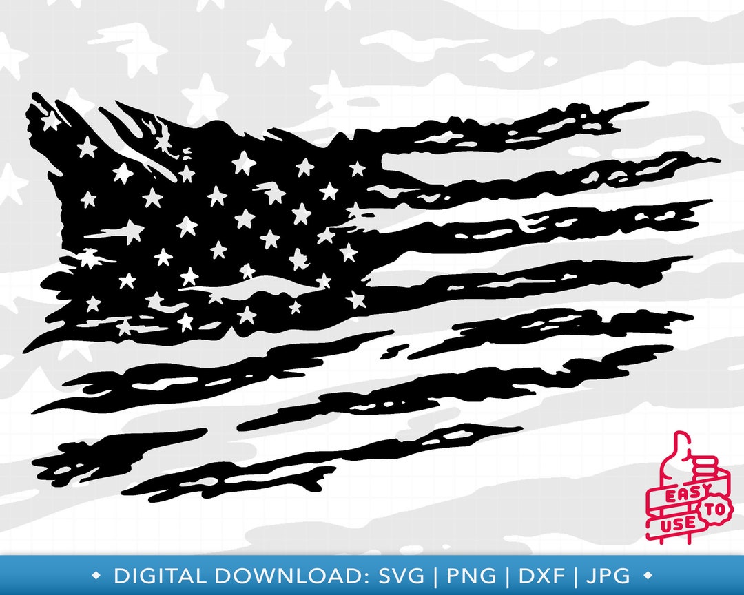 Distressed American Flag SVG, Tattered Patriotic Cut File for Cricut ...