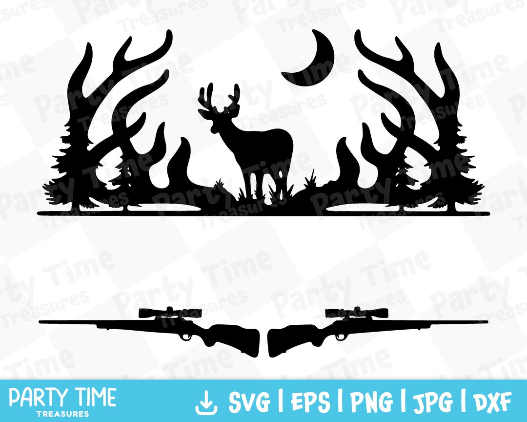Deer Hunting Frame SVG Deer Antlers Svg Rifle Svg Hunting - Etsy