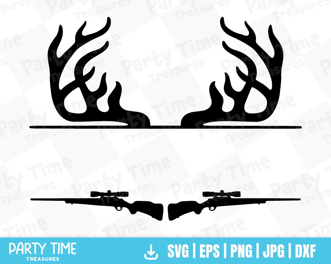 Deer Hunting Frame Svg, Deer Antler Svg, Deer Name Frame, Hunting Rifle ...