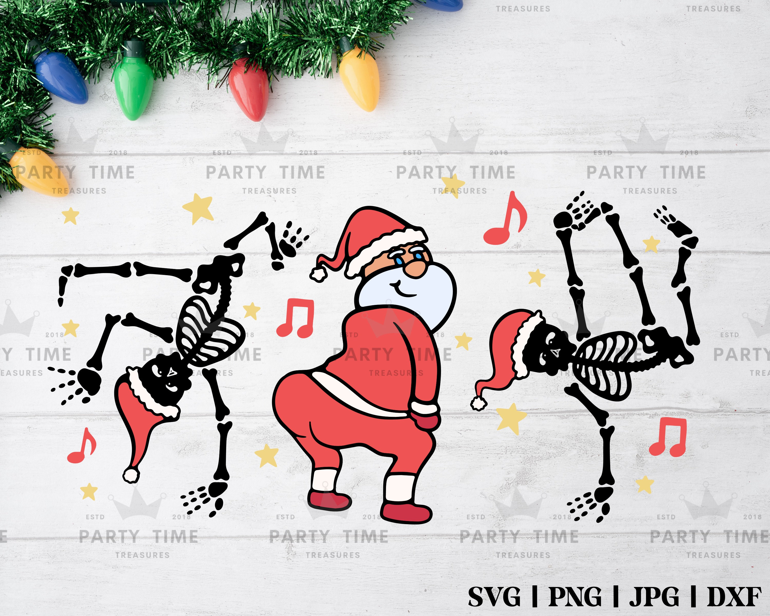 Dancing Christmas Skeletons SVG Twerking Santa Funny - Etsy
