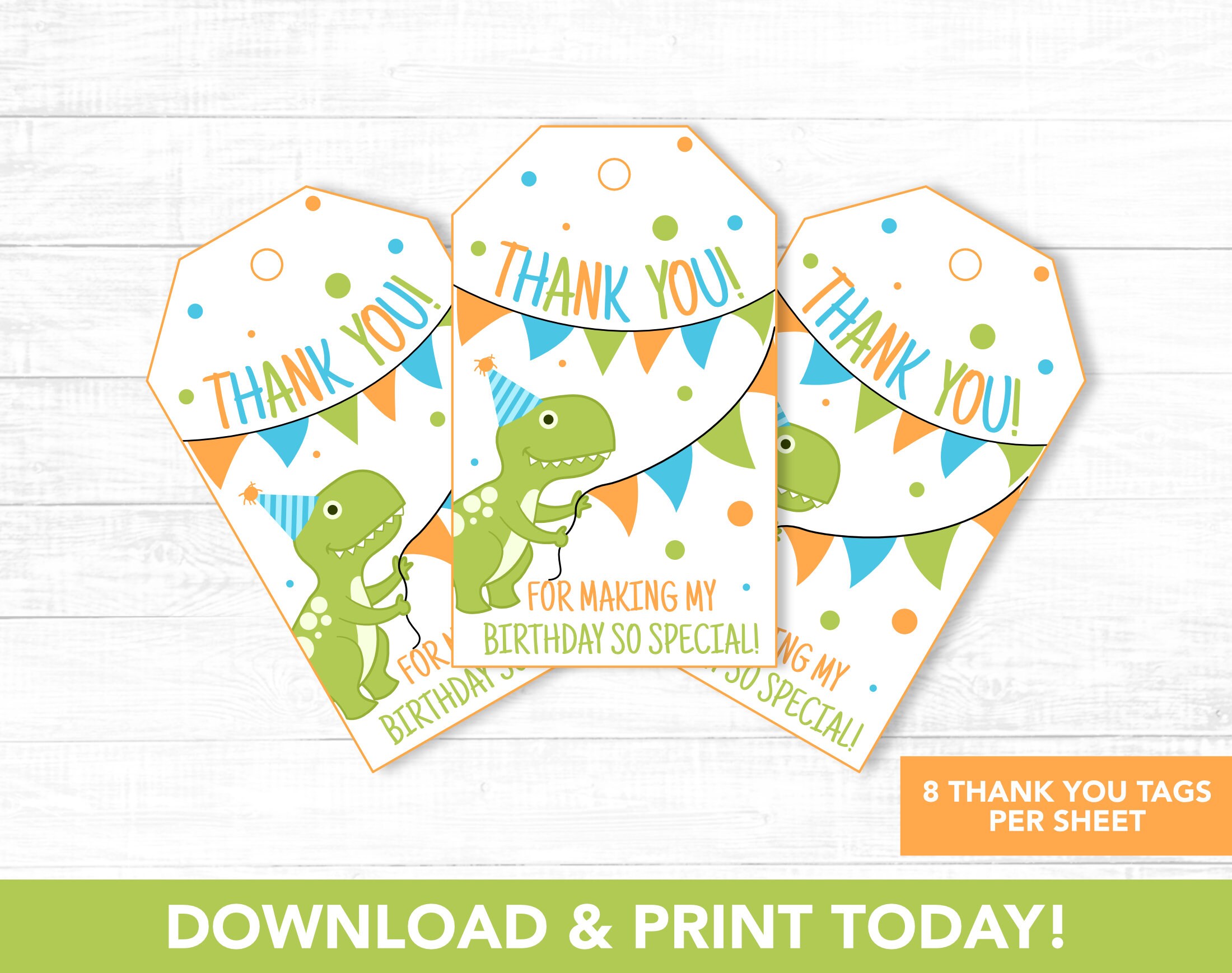 Dinosaur Thank You Tags Dino Favor Tags Dinosaur Gift Tags - Etsy