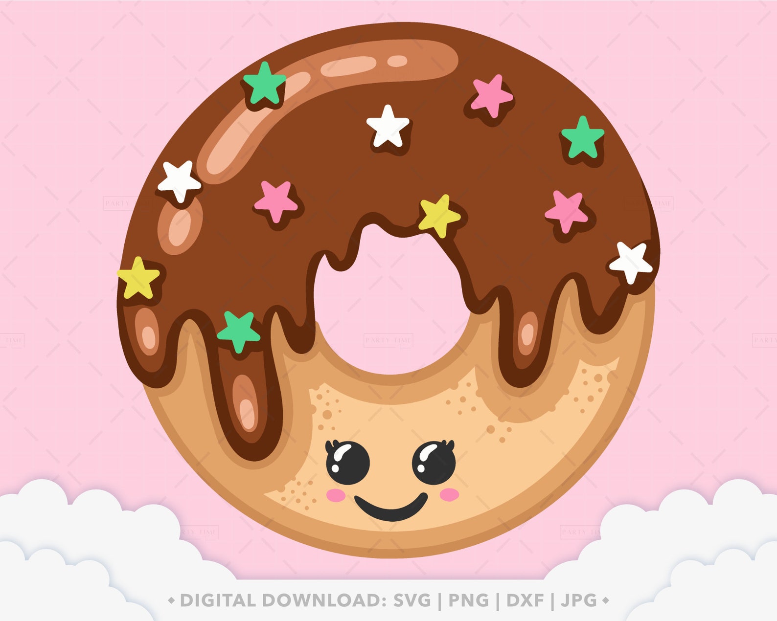 Cute Donut SVG, Kawaii Donut SVG, Donut Clipart, Donut Birthday, Girl ...