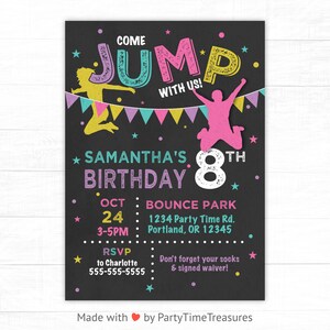 Trampoline Park Birthday Invitation for Girls Trampoline Party ...