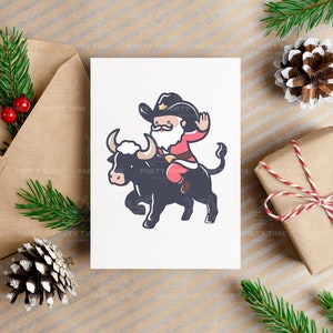 Rodeo Cowboy Santa SVG Western Christmas Cut File, Bull Riding Santa ...