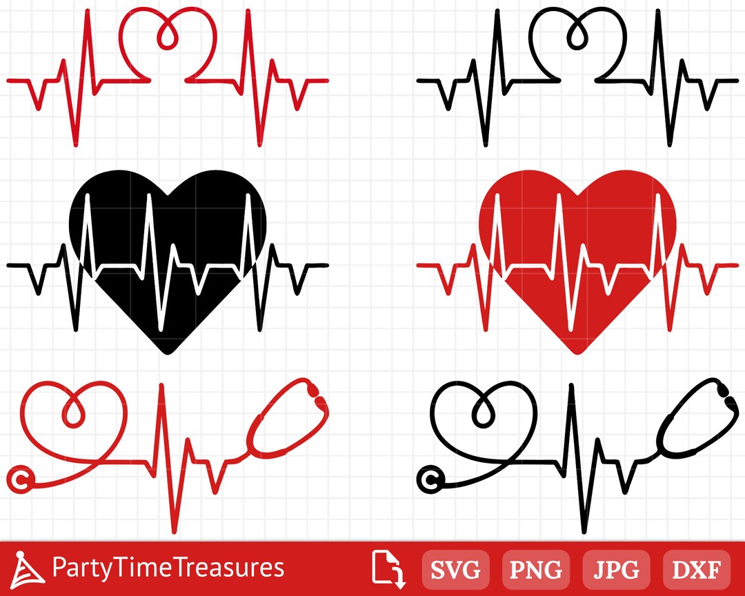 Heartbeat Svg Bundle, Stethoscope Svg, Nurse Healthcare EKG Heart Beat ...