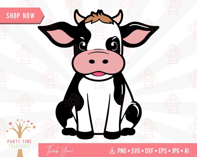INSTANT Download. Cute Sitting Cow Svg Cut File and Clip Art ...