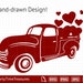 Valentine Red Truck Svg, Valentines Day Svg, Car With Hearts Svg, Dxf ...