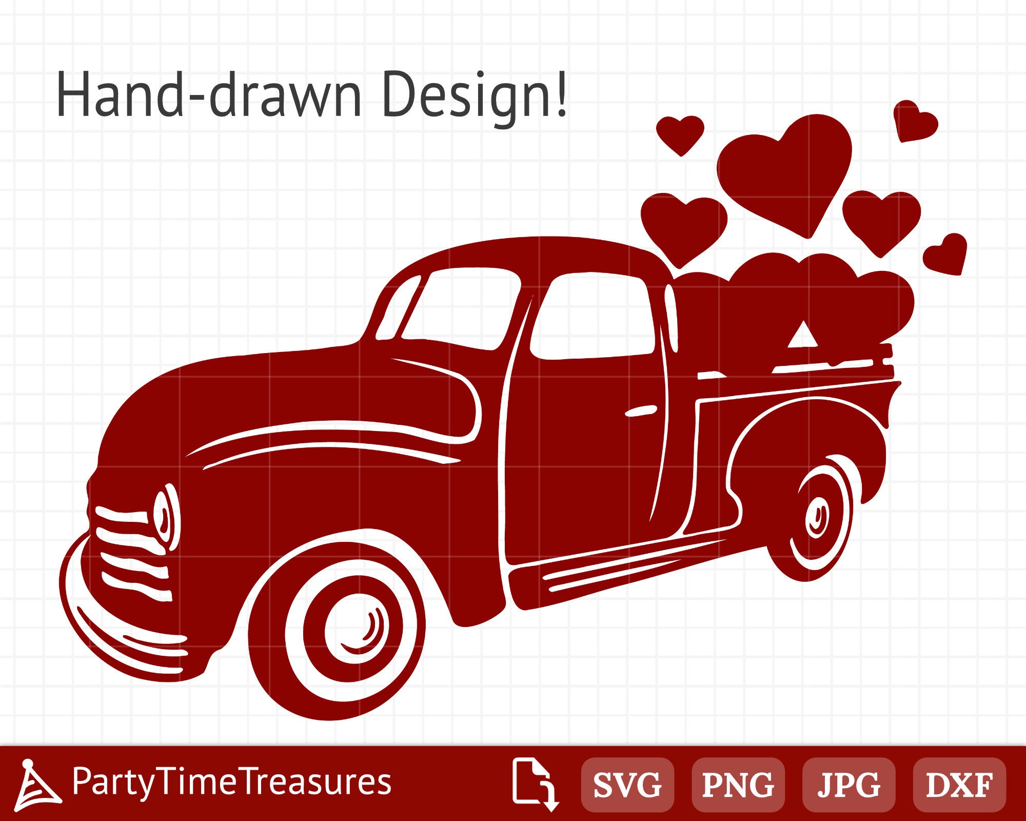 Valentine Red Truck Svg Valentines Day Svg Car with Hearts | Etsy