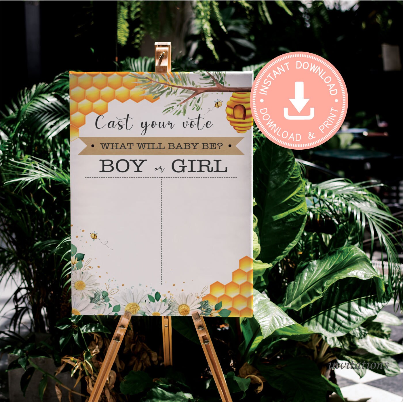 Bee Baby Shower Games, Cast Your Vote Sign, Instant Download, Printable ...