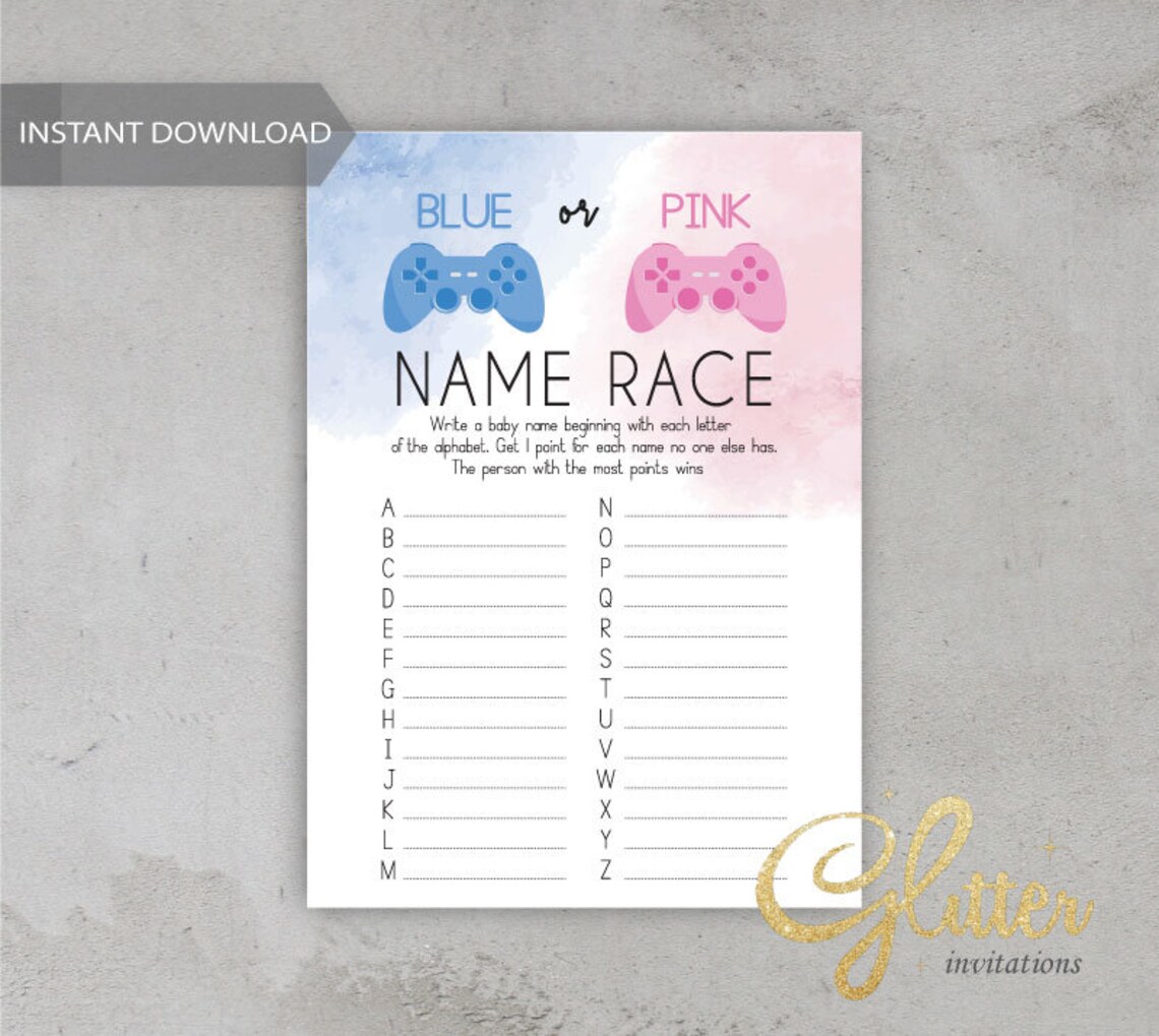 Gamer Gender Reveal Baby Bingo Mom Vs Dad Baby Abc the - Etsy