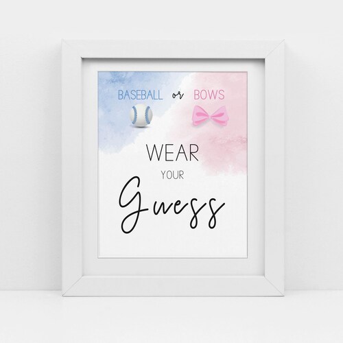 Baseballs or Bows Gender Reveal Baby Shower INSTANT DOWNLOAD | Etsy