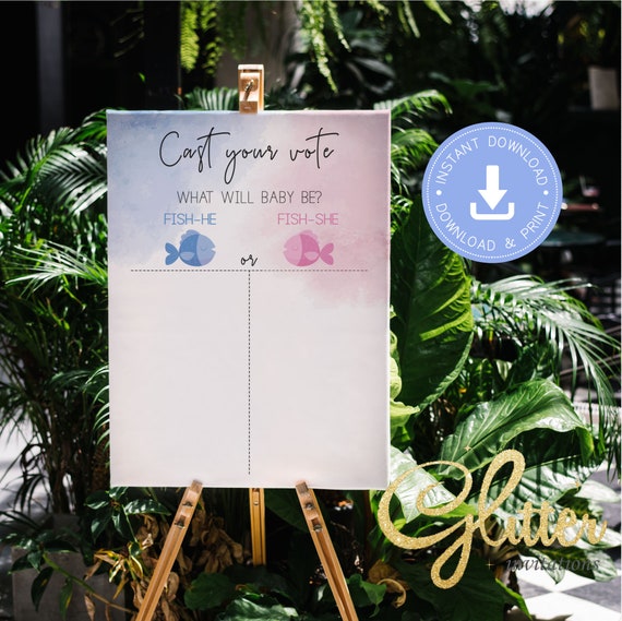 Fishing Theme Gender Reveal Fish He or Fish She Gender - Etsy