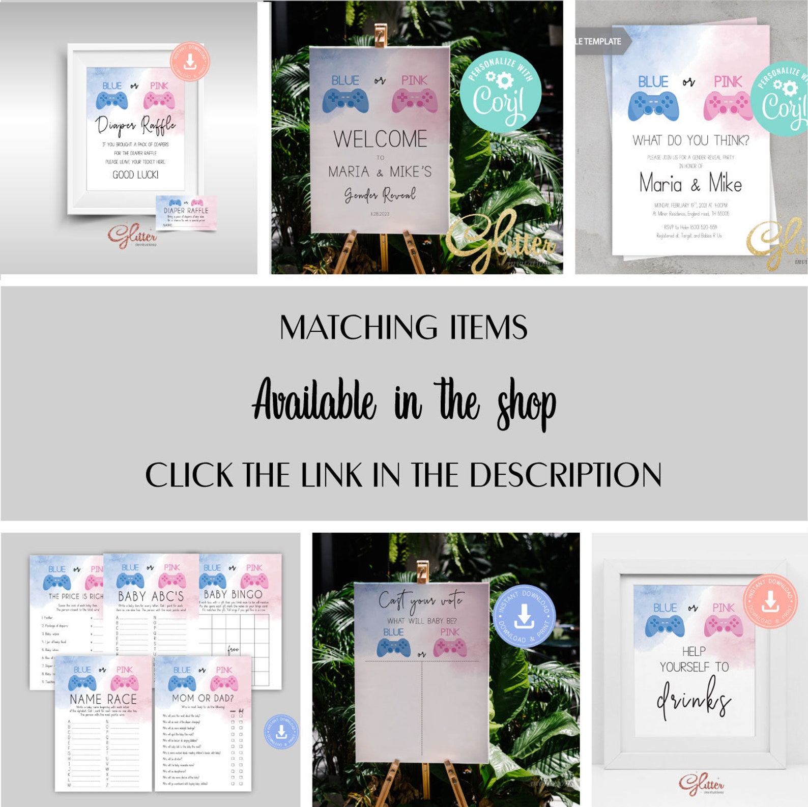 Gamer Gender Reveal Diaper Raffle Sign (printable PDF) - Etsy