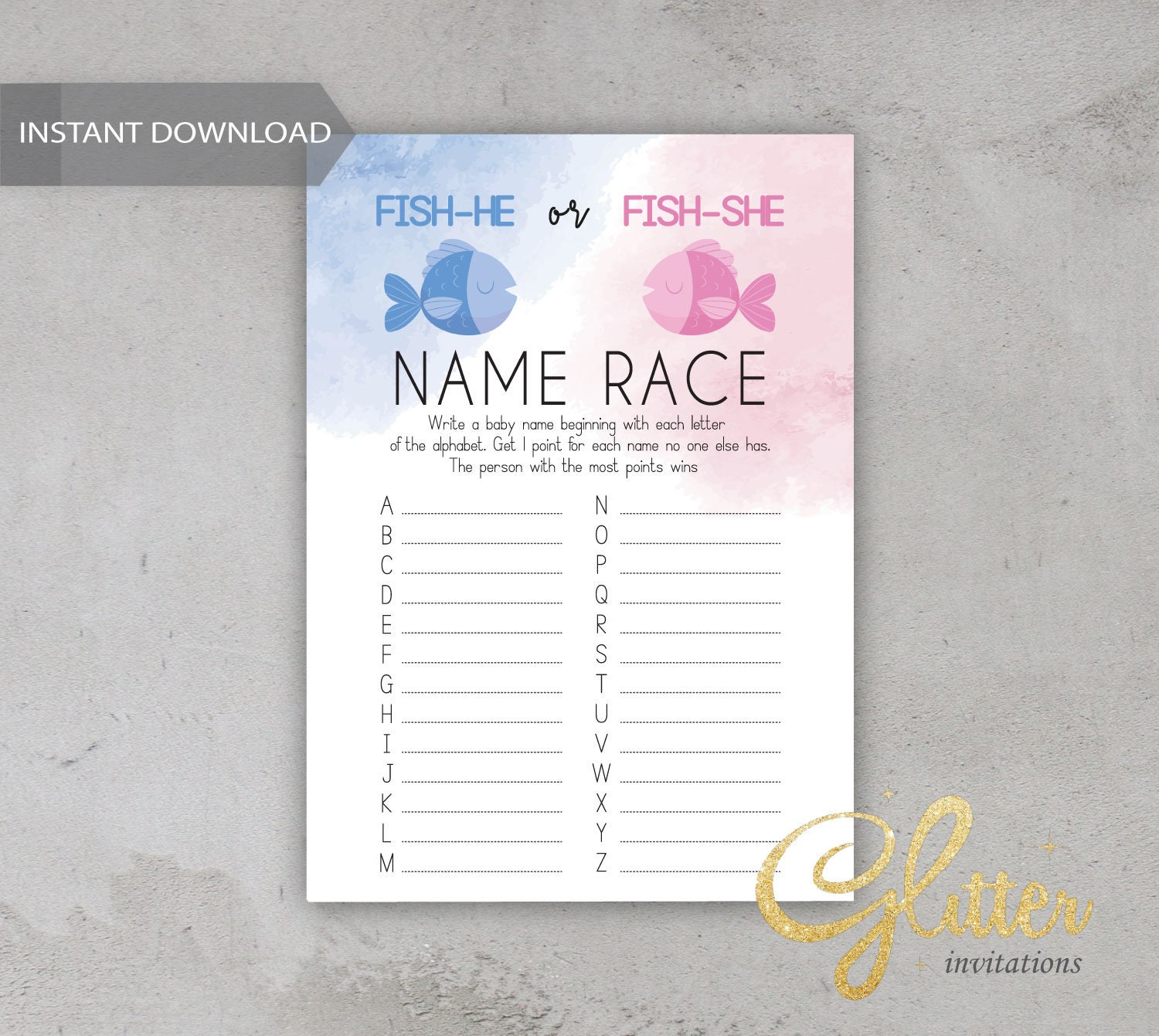 Fishing Theme Gender Reveal Fish He or Fish She Baby Bingo - Etsy