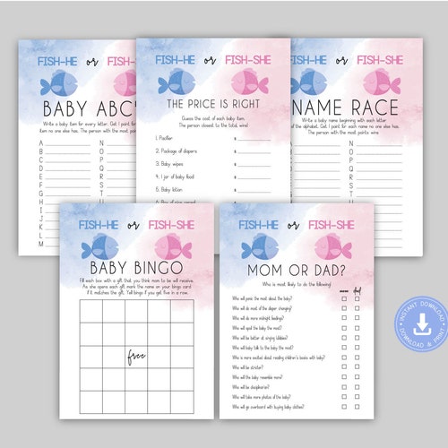 Fishing Theme Gender Reveal Fish He or Fish She Gender Reveal - Etsy