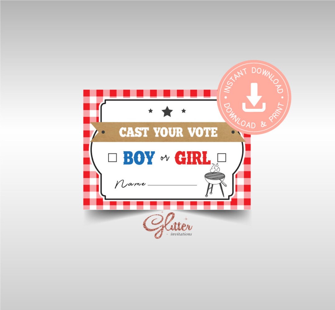 BBQ Baby Q Shower, Cast Your Vote, Gender Reveal Shower, Instant ...