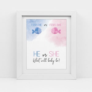 Fishing Theme Gender Reveal, Fish He or Fish She, Sonogram Photo Sign ...