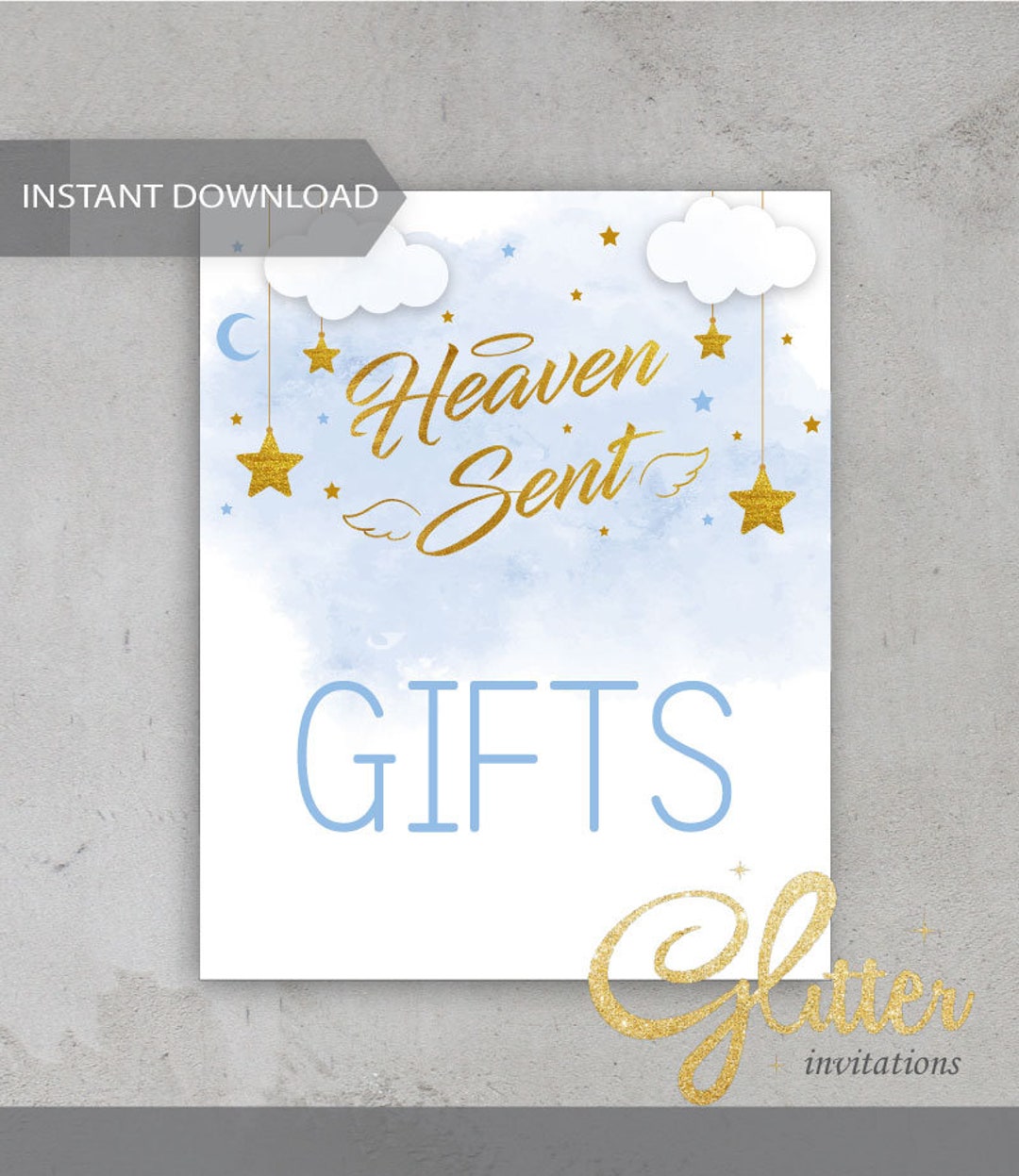 Heaven Sent Gold Boy Baby Shower Gifts Sign Table Sign - Etsy