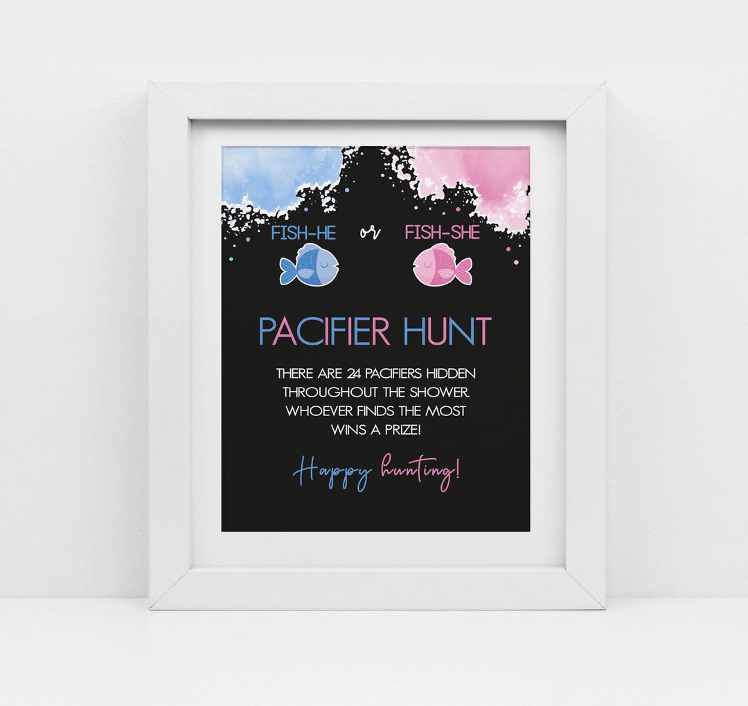 Fishing Theme Gender Reveal, Fish He or Fish She, Blue and Pink ...