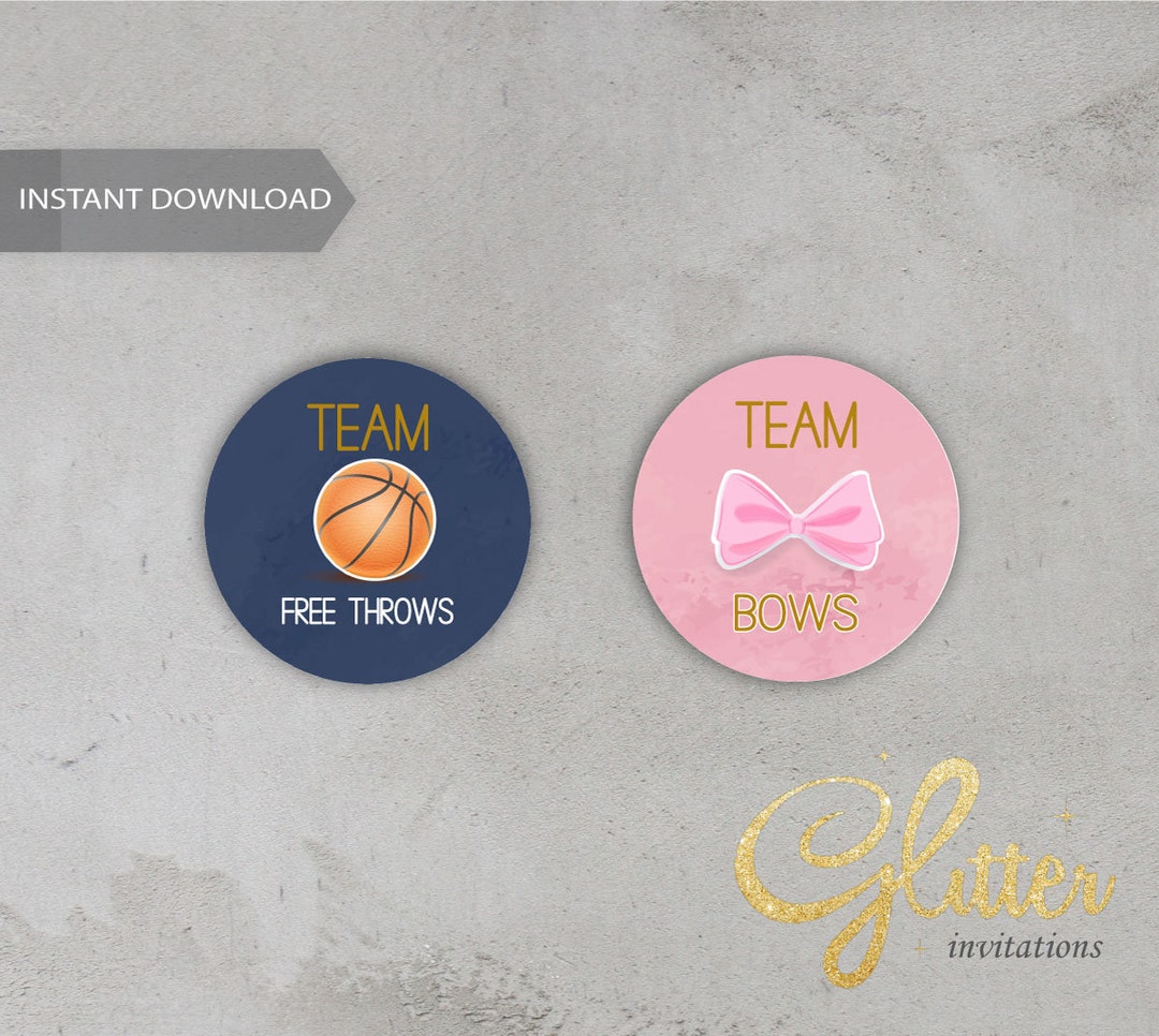 Free Throws or Pink Bows, Basketball Gender Reveal, Team Pink Team Blue ...
