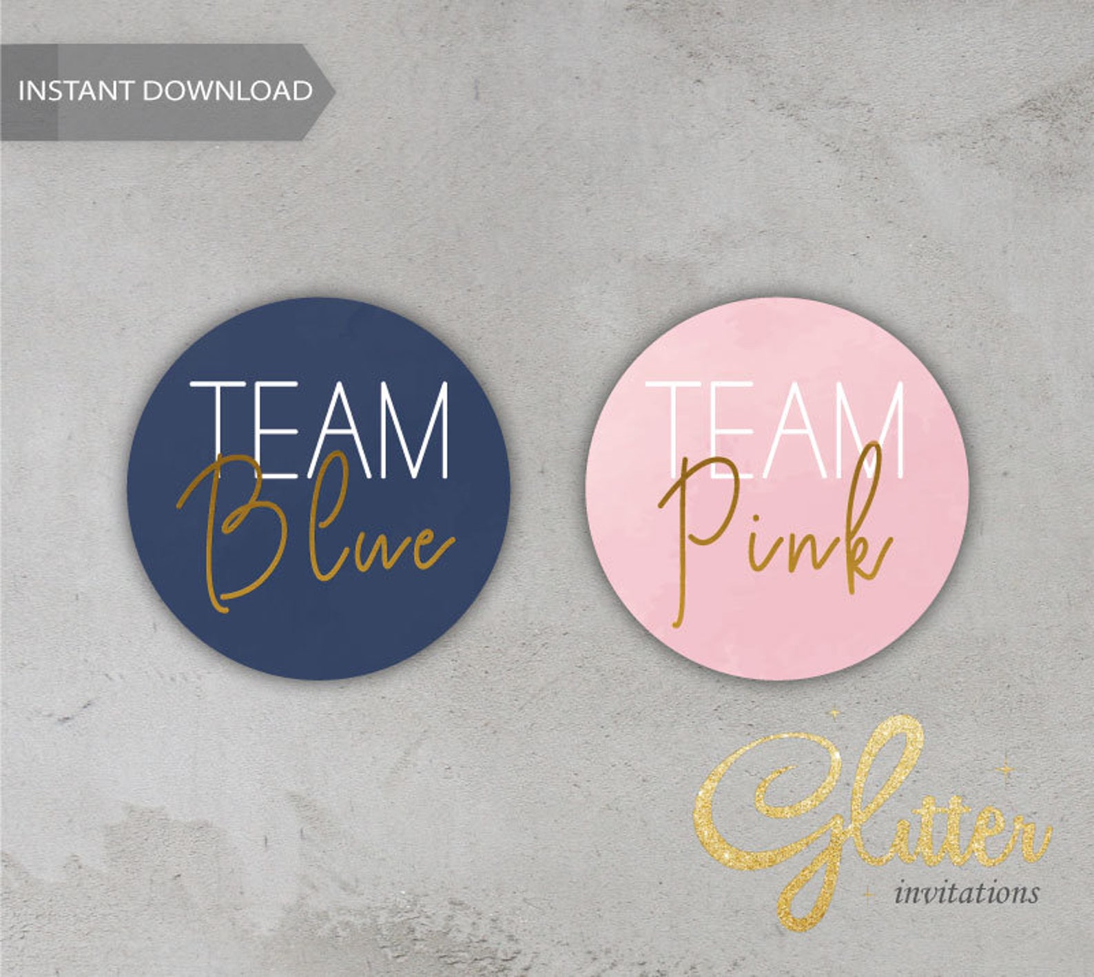 Team Pink Team Blue Stickers Navy Blue and Blush Pink Gender - Etsy