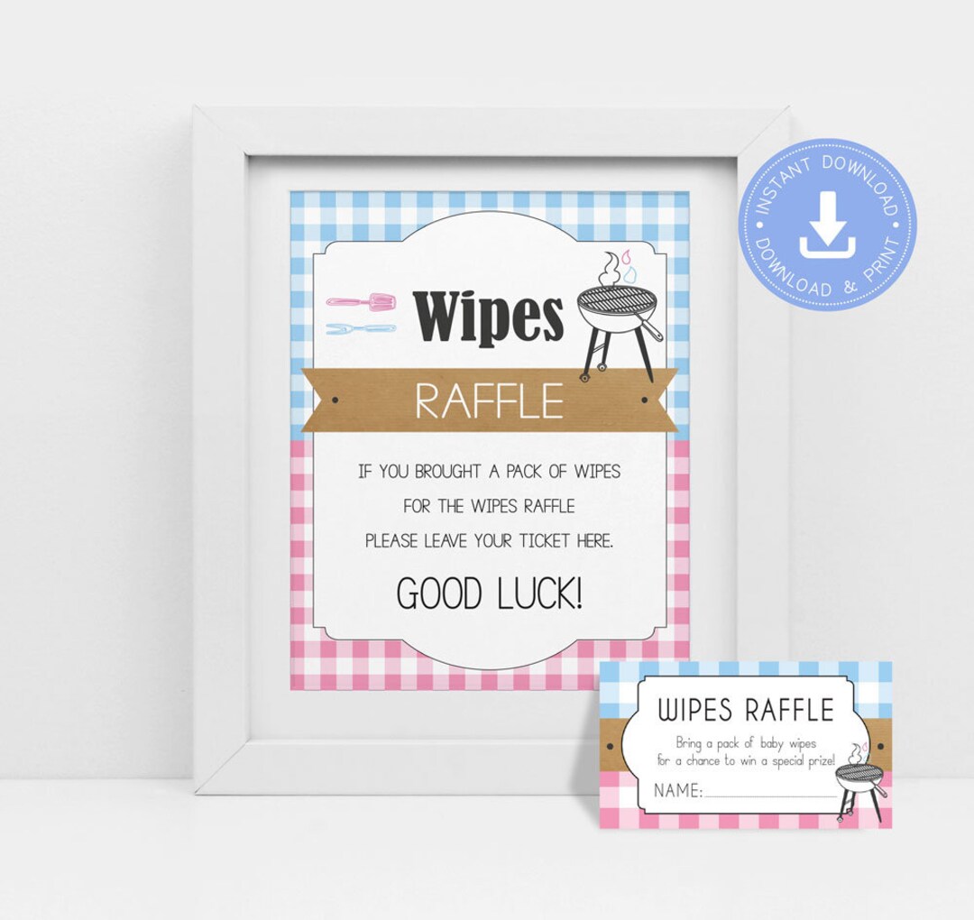 BBQ Baby Shower Wipes Raffle Sign (printable PDF) - Etsy