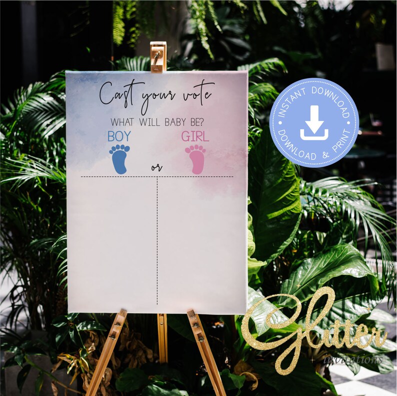 Baby Gender Reveal 'cast Your Vote' Sign (PDF) - Etsy