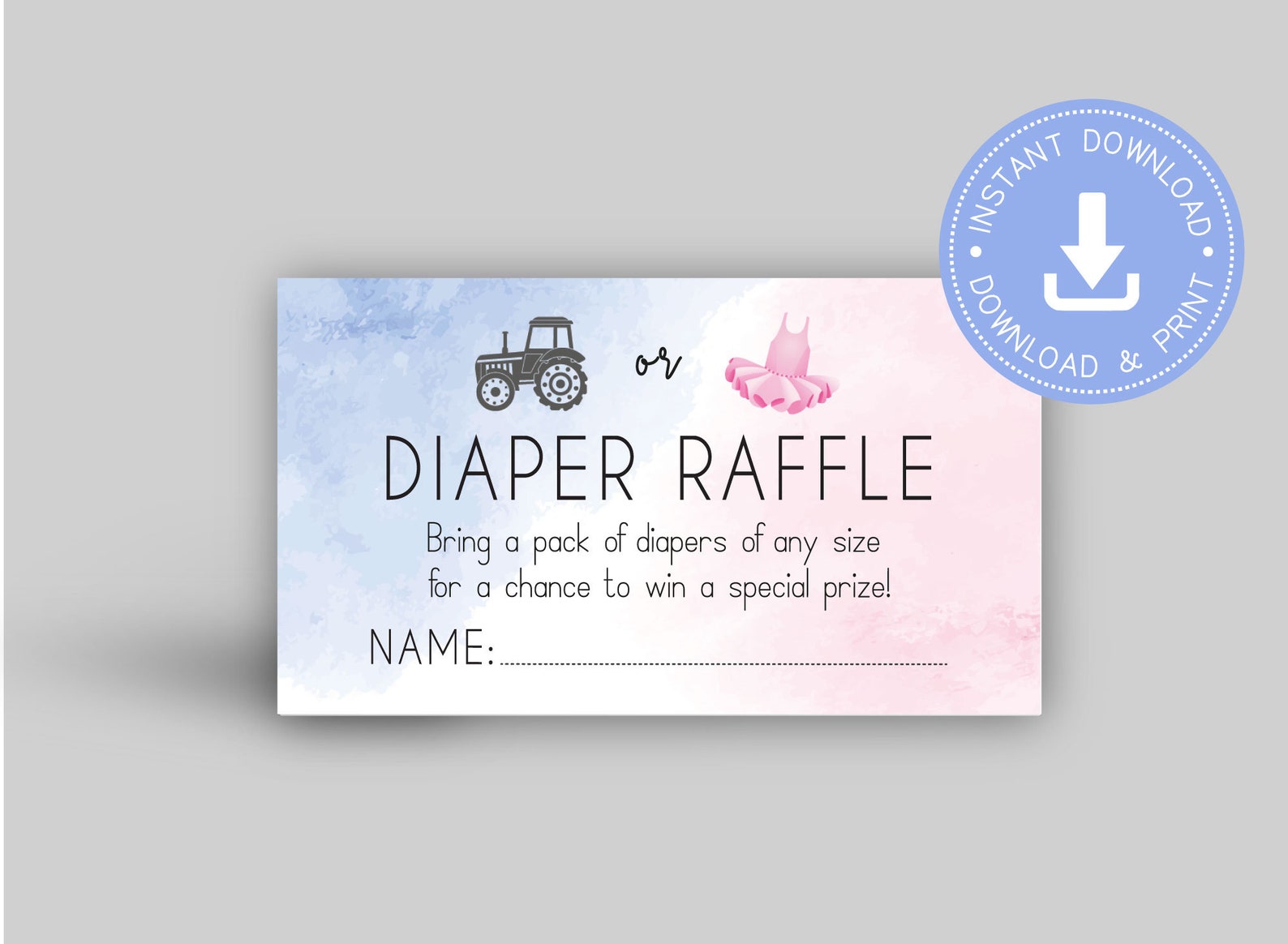 Tractors or Tutus Gender Reveal Diaper Raffle Ticket (printable PDF) - Etsy