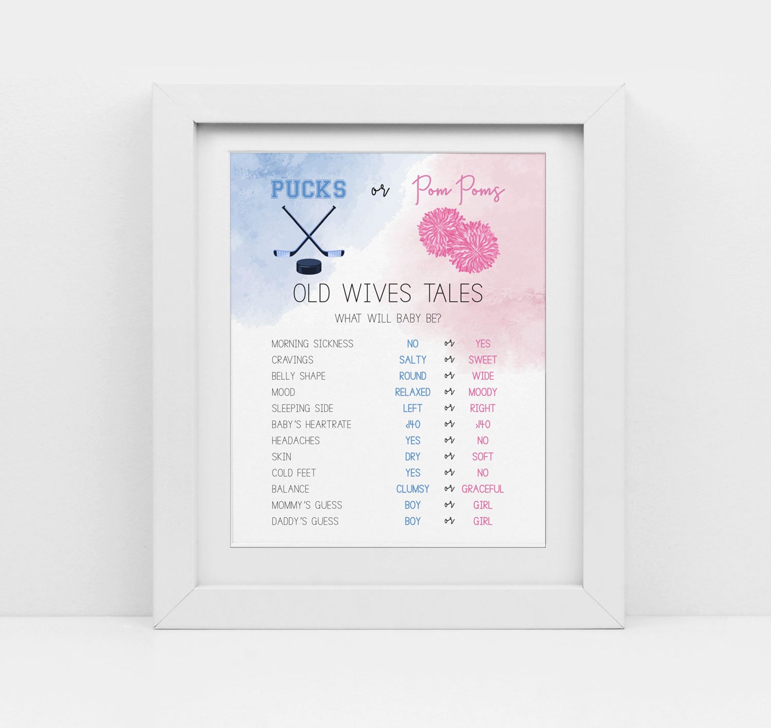 Pucks or Pom Poms Gender Reveal Hockey Theme Baby Shower - Etsy