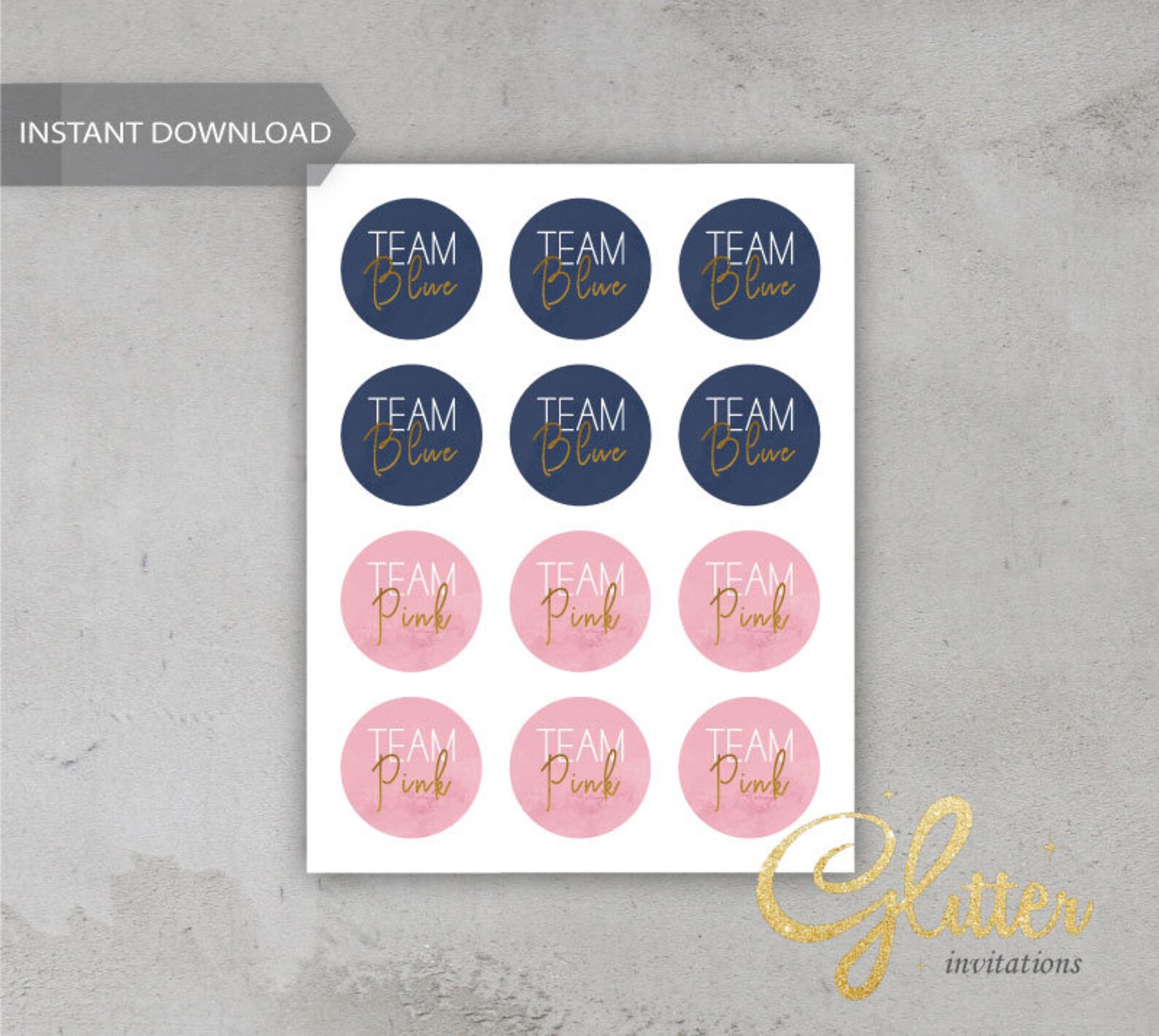 Team Pink Team Blue Stickers Navy Blue and Blush Pink Gender - Etsy